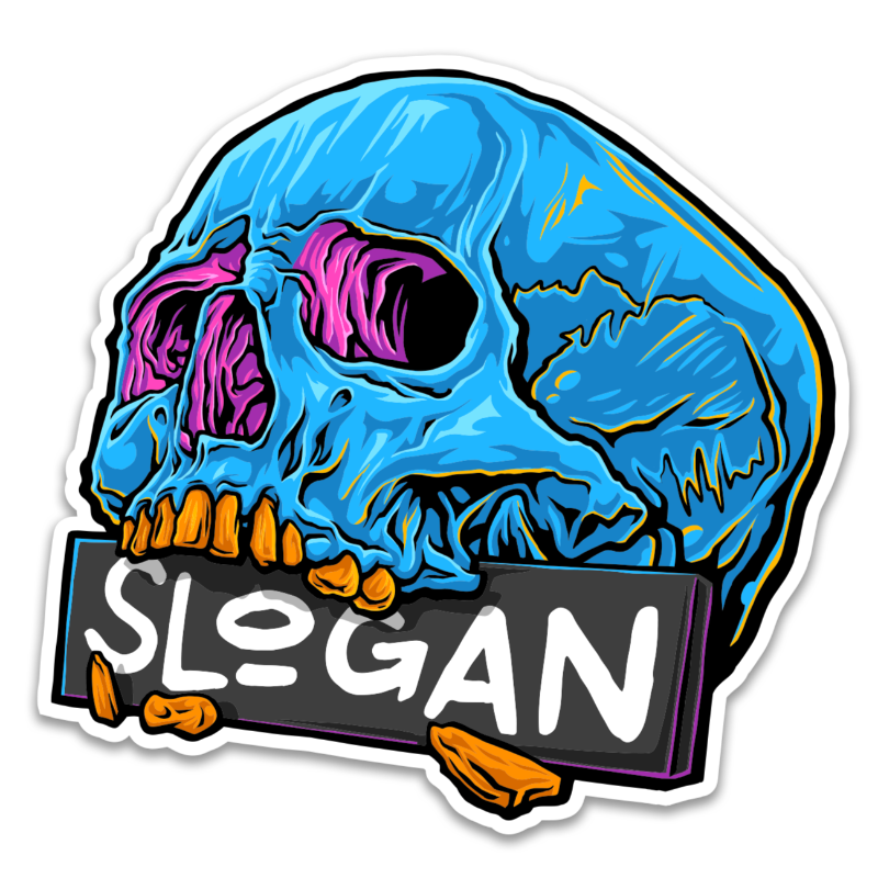 Slogan Skull Sticker – Slogan Art